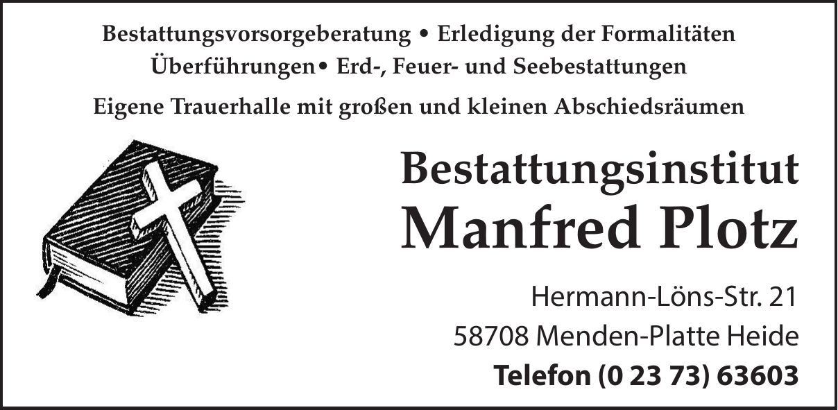 Manfred Plotz Bestattungsinstitut | Bestattungsdienst in Menden