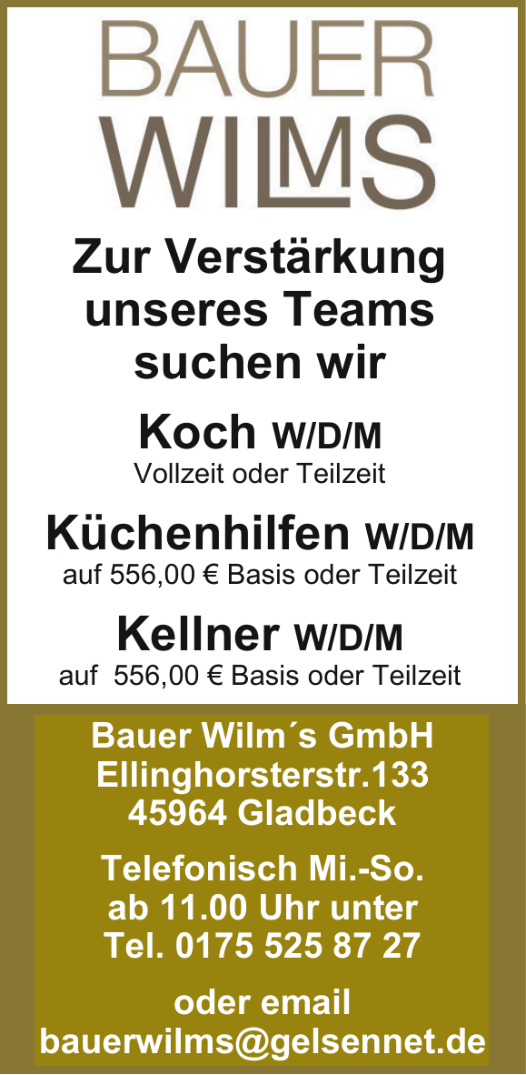 Bauer Wilm's | Restaurant in Gladbeck