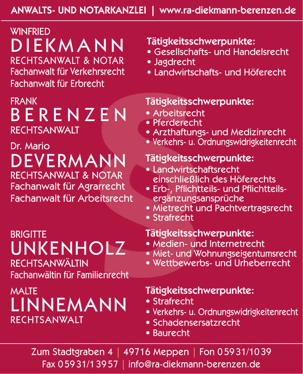 § Rechtsanwalts- und Notarkanzlei Diekmann, Berenzen, Dr. Devermann ...